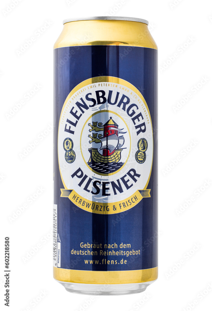 Can of beer flensburger pilsner on a transparent background. production ...