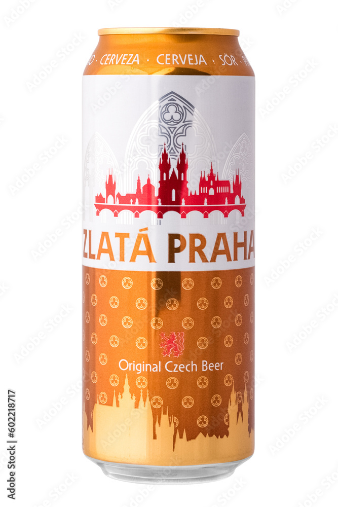 Can of beer Zlata Praha Original Czech on a transparent background ...