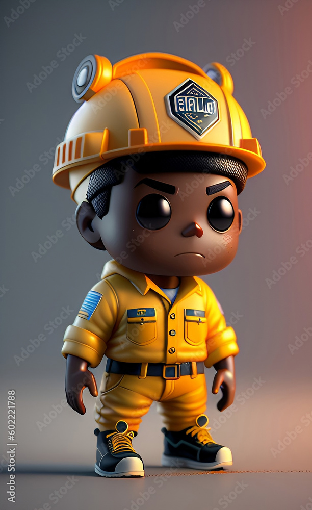 3d cartoon characters as a construction workers or laborers, generative ...
