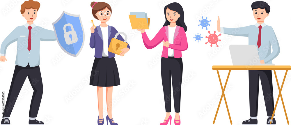 Digital data protection design illustration. Cyber security cartoon ...