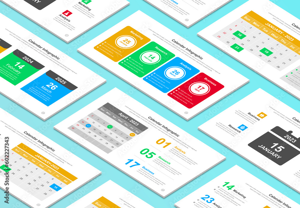 Sqaure Shape Style Calendar Infographic Presentation Layout Stock ...