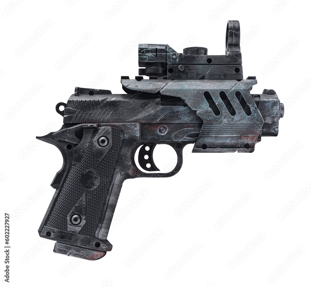 Poster black blaster pistol isolated on white background – Wall Art ...