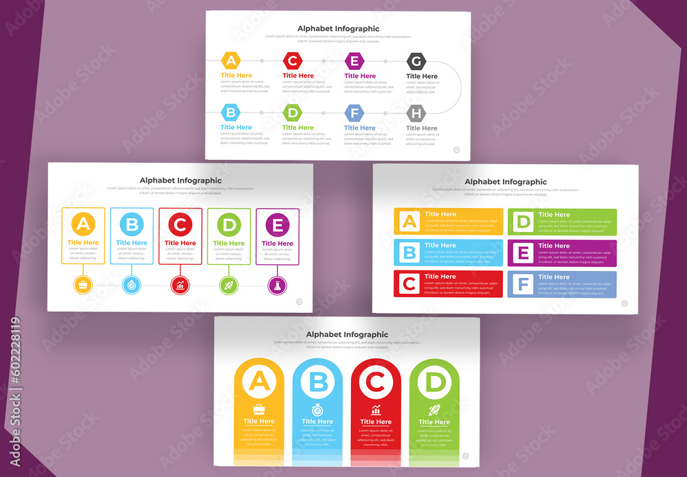 Unique Shape Layout for Alphabet Infographic Layout Stock Template ...