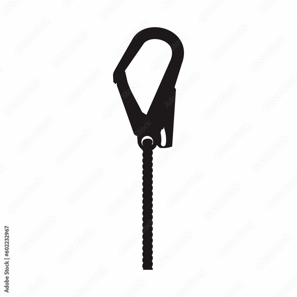 Isolated black of safety harness hook for working at height protective ...