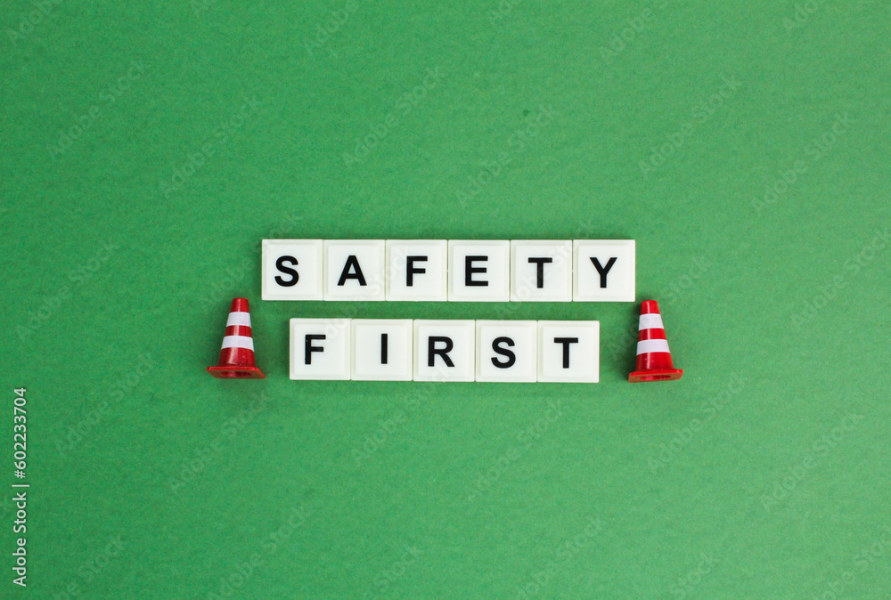 letters of the alphabet with the word safety first. the concept of ...