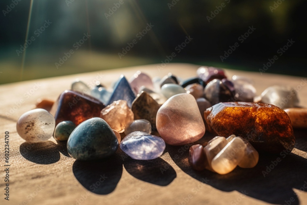 Collection of Different Healing Crystals Arranged on Natural Surface ...