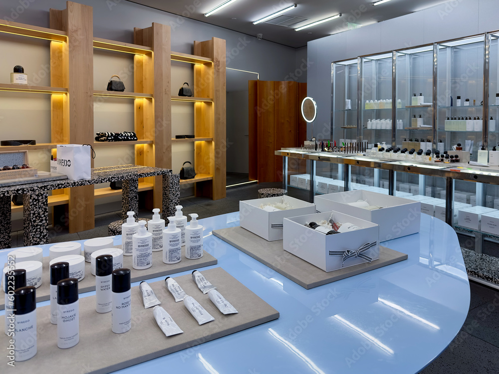 Shanghai-China- May 14,2023: BYREDO Cosmetics Store interior design and ...