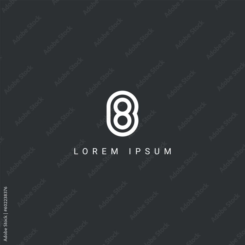 Abstract minimal letter and number B8 8B icon logo vector symbol. Stock ...