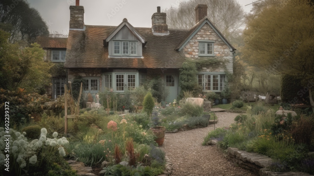 Home architecture design in Cottage Style with Sloped roof constructed ...