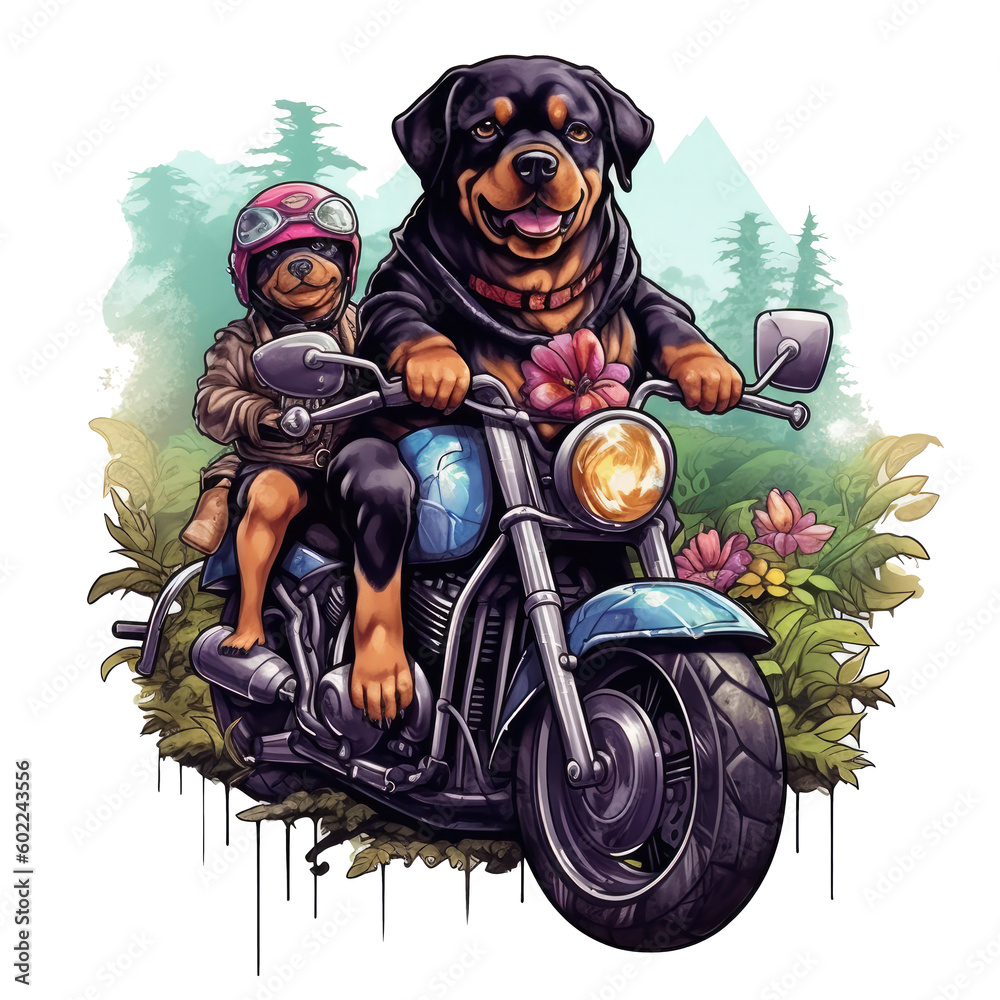 A loyal Rottweiler Dog, riding a sidecar attached to a vintage ...