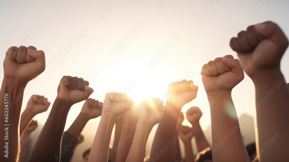 Teamwork to Success. Office Workers' Fist Pumps for successful work ...