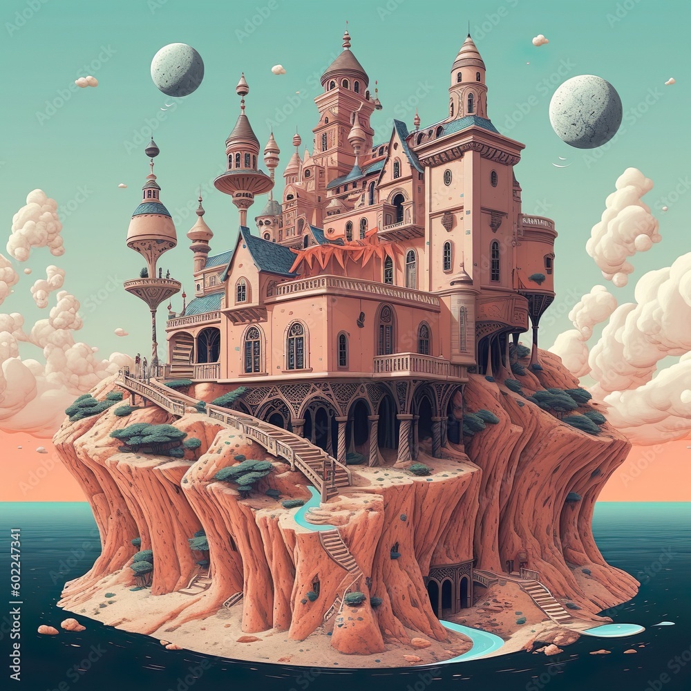 fantasy castle in imagination world illustration created using ...