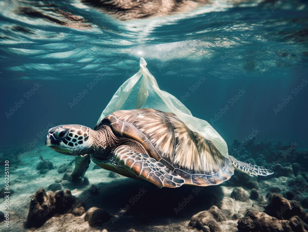 Ilustração do Stock: Underwater concept of global problem with plastic ...