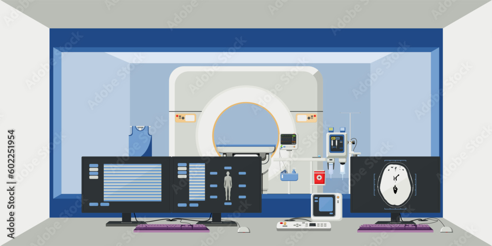 Vetor de Medical equipment, Room CT Scan computed tomography used to ...