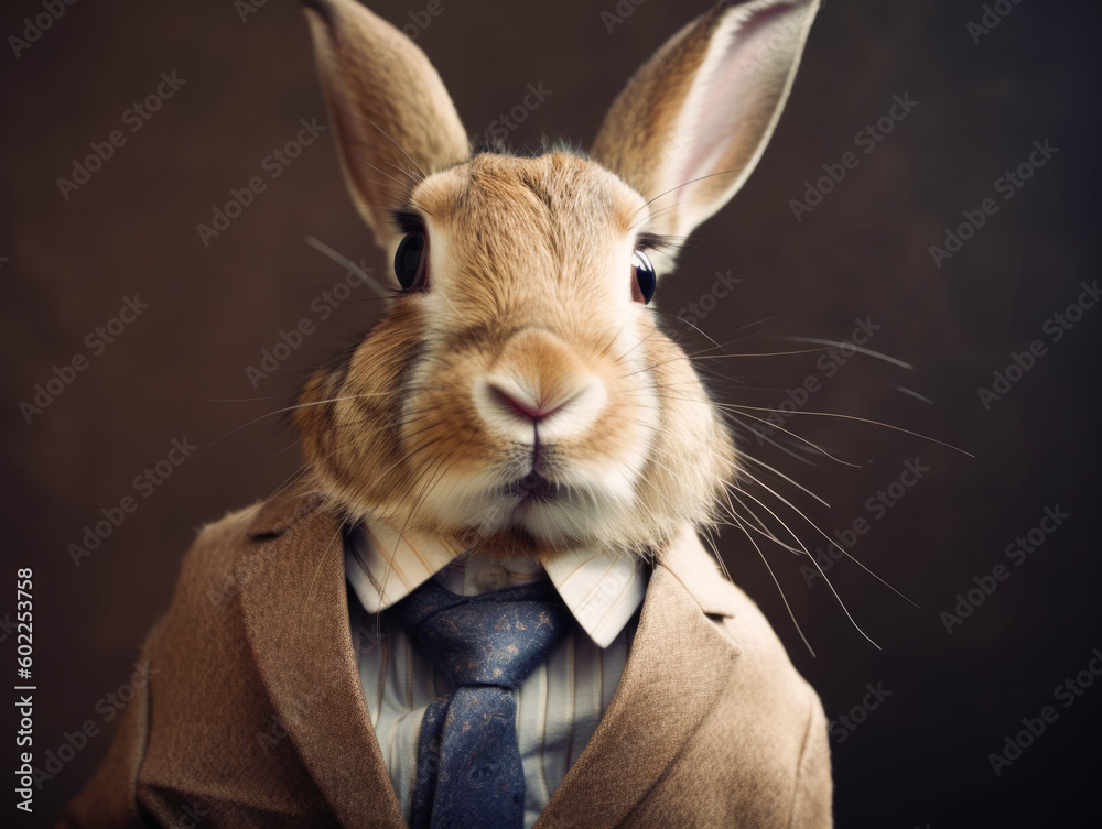 Watercolor vintage boy bunny rabbit in suit holding gold pocket watch ...