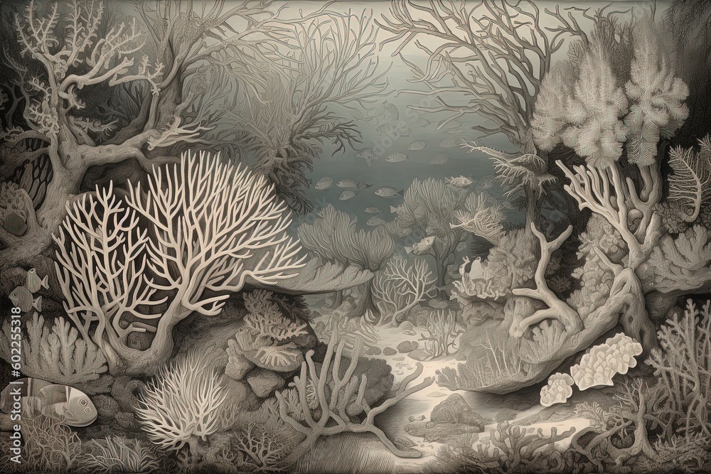 Exquisite Delicacy: Fine Details and Intricate Linework of a Coral Reef ...