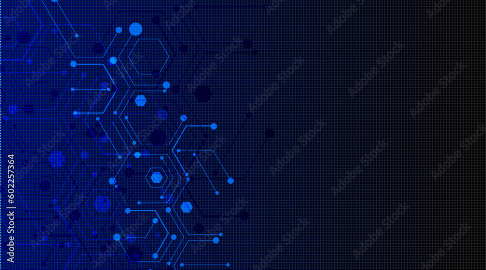 Abstract computer technology background with circuit board and hexagon tech.Vector illustration ...