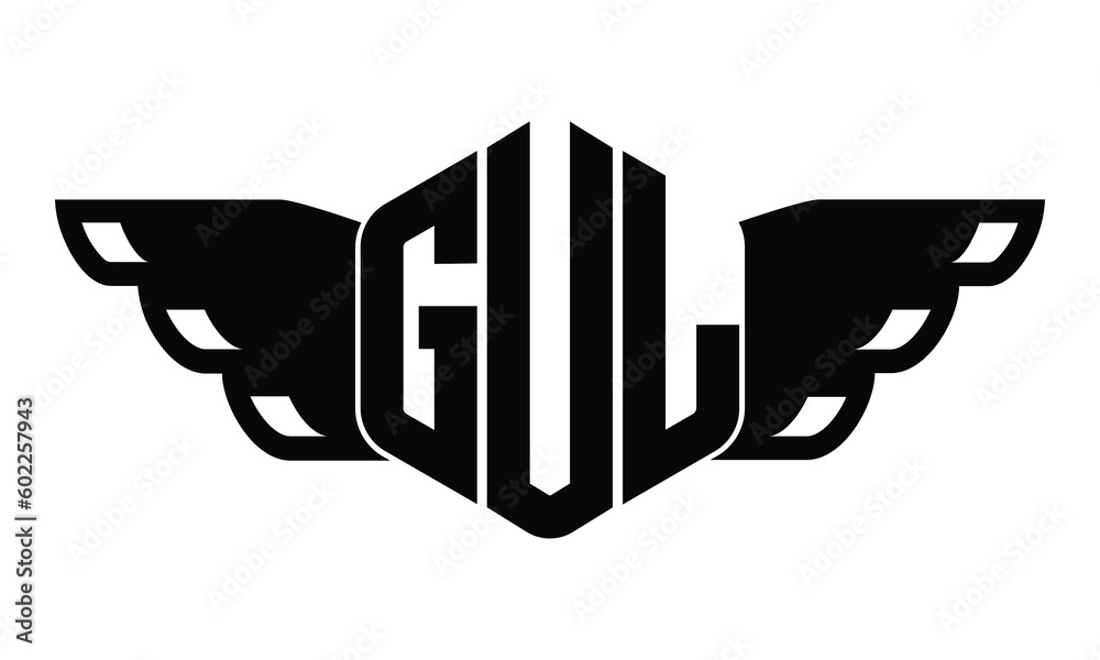 GUL three-letter butterfly iconic logo design vector template | polygon ...