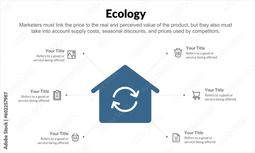Ecology green infographic 6 element on white background. House of ...