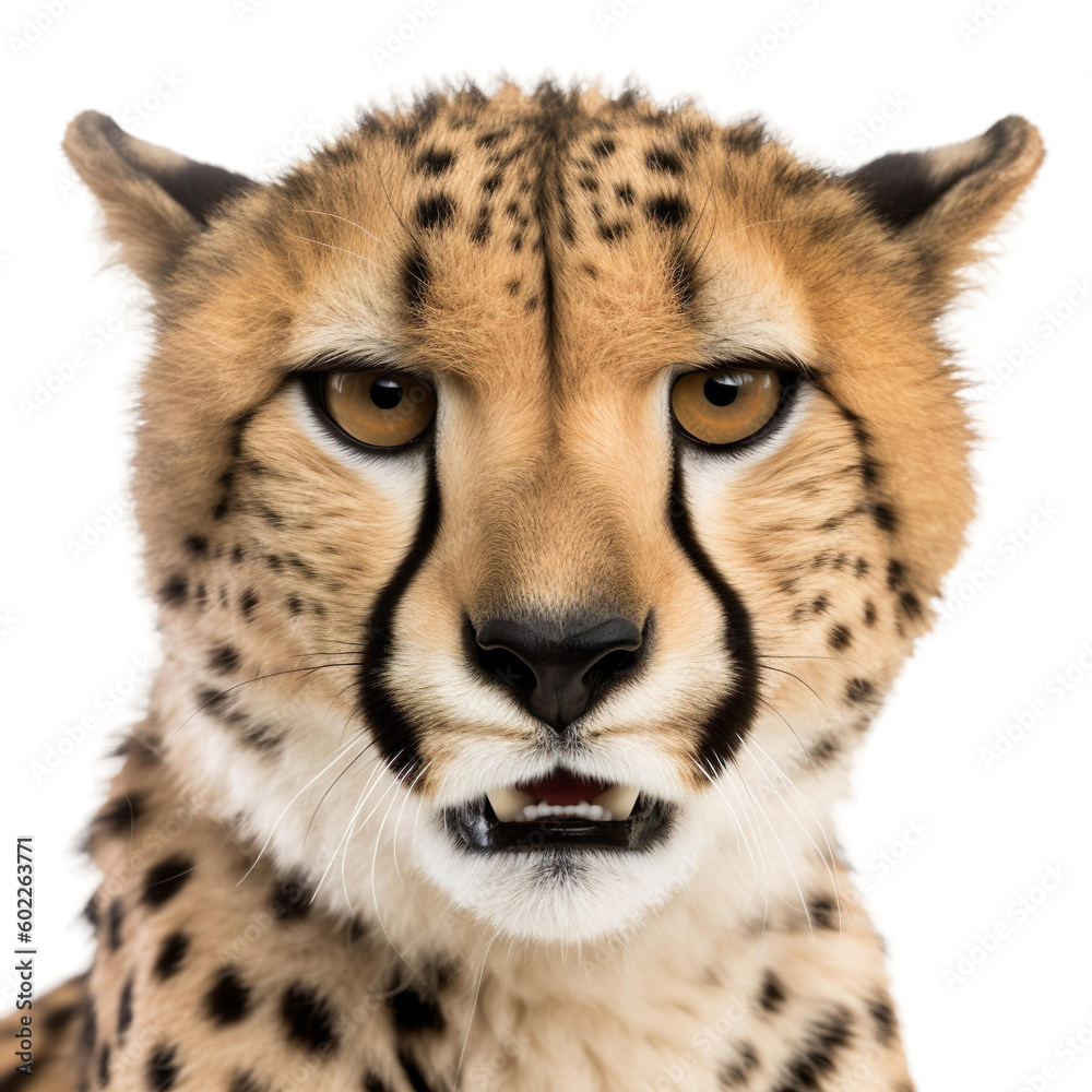 Close up of cheetah isolated on transparent background, Generative Ai ...