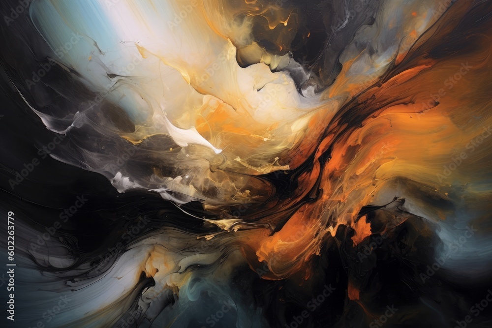 Abstract paintings characterized by a captivating interplay of black ...