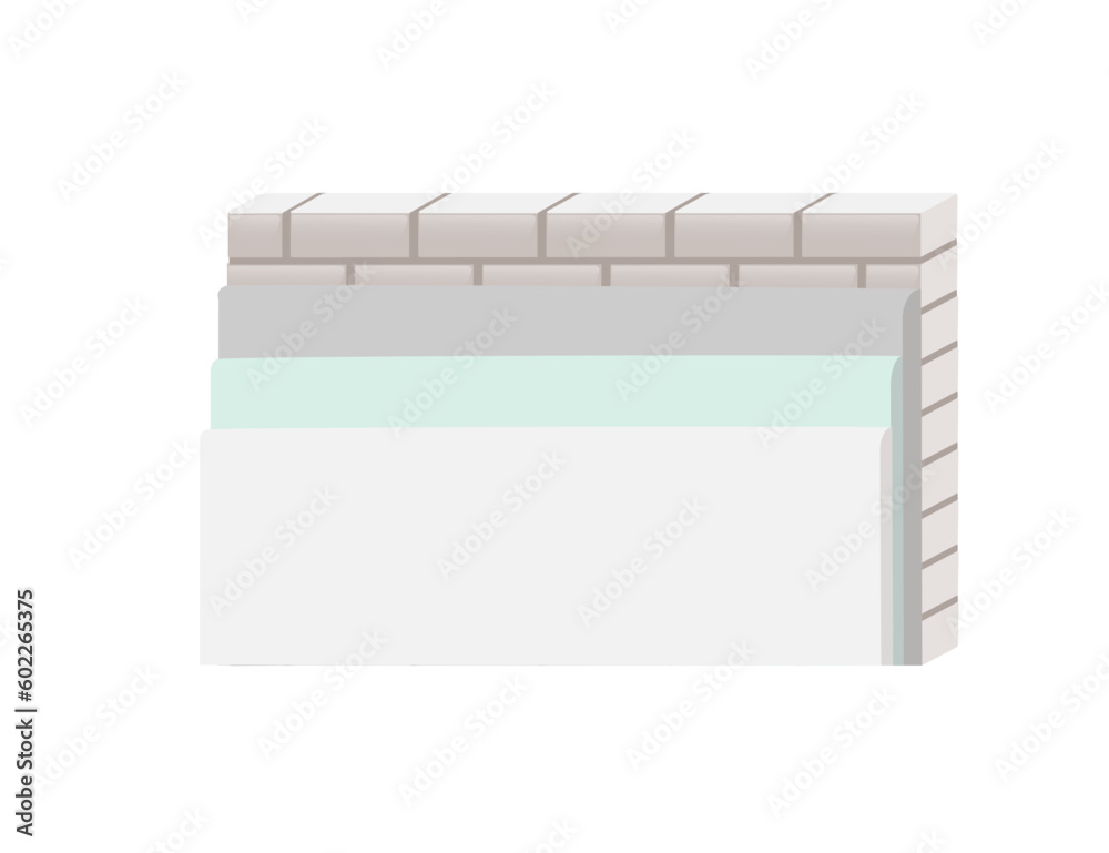 Brick bearing wall with insulated layers and cladding vector ...