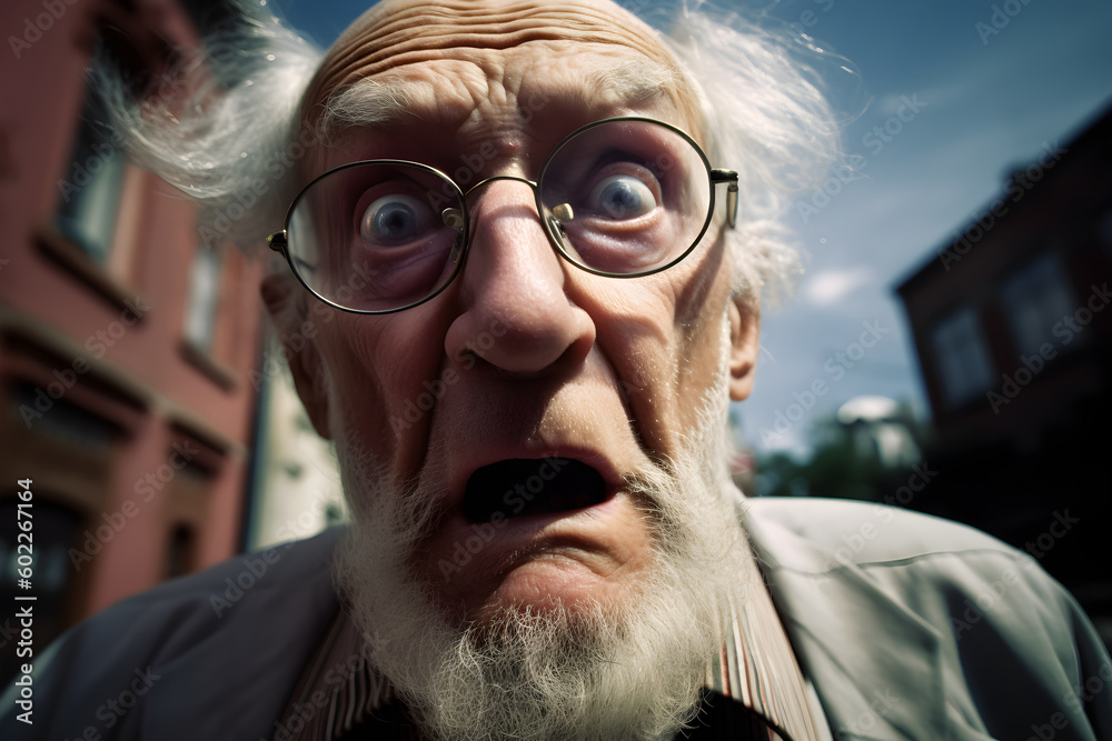 Funny old man who is extremely disgusted. Generative AI ilustración de Stock | Adobe Stock