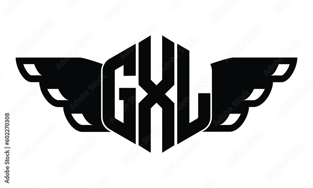 GXL three-letter butterfly iconic logo design vector template | polygon ...
