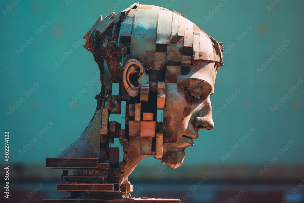 Illustration of low poly neon synth vapor retro wave greek statue ...