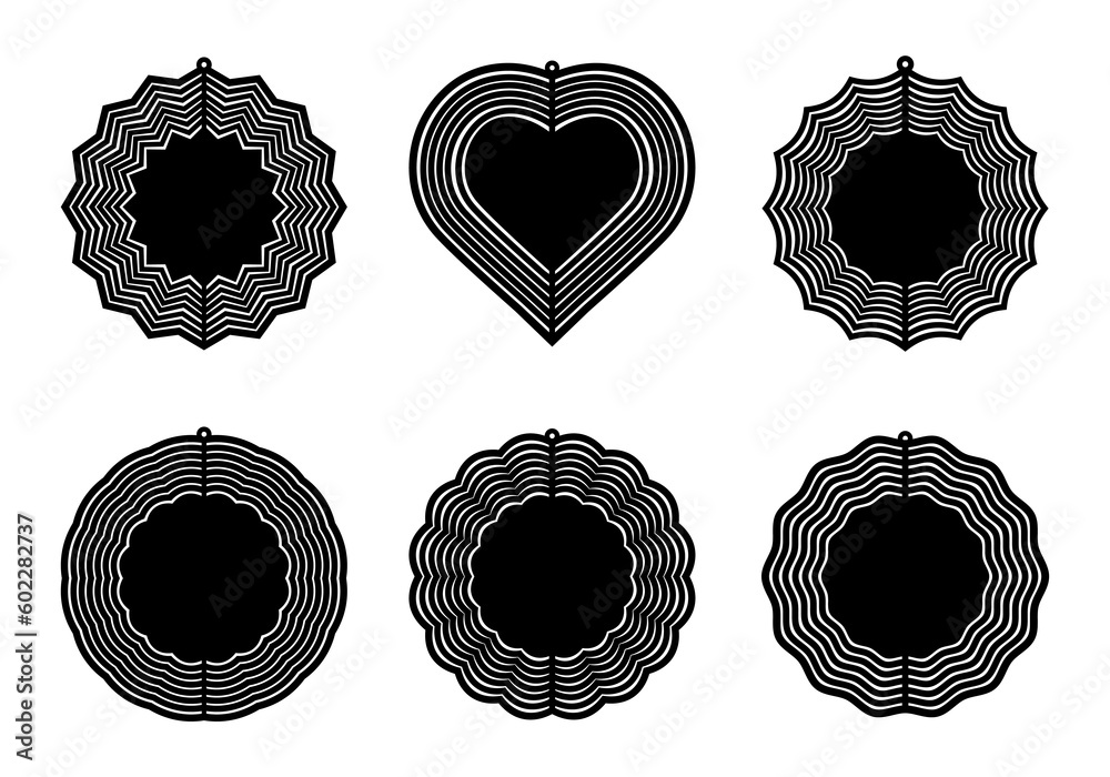 Poster Wind Spinner template set isolated on white, vector silhouette ...