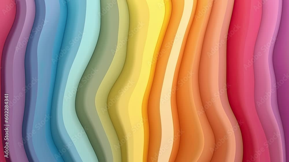 Abstract liquid motion video background, colored layered forms, wave ...