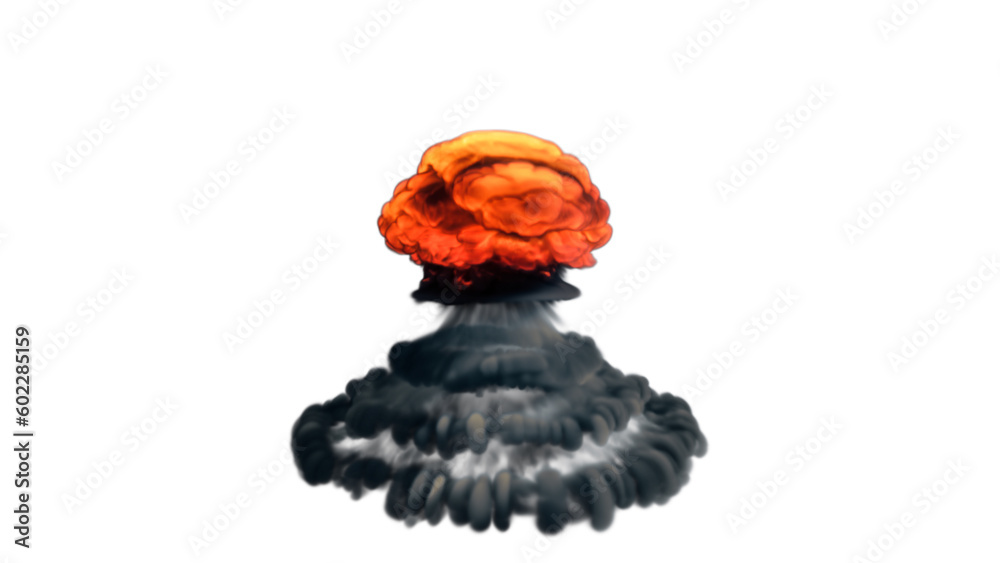 nuclear bomb explosion. mushroom shaped explosion. 3d explosion on ...