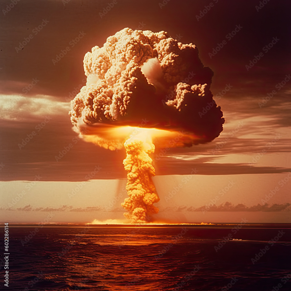 Illustration Powerful mushroom-shaped explosion in high resolution ...