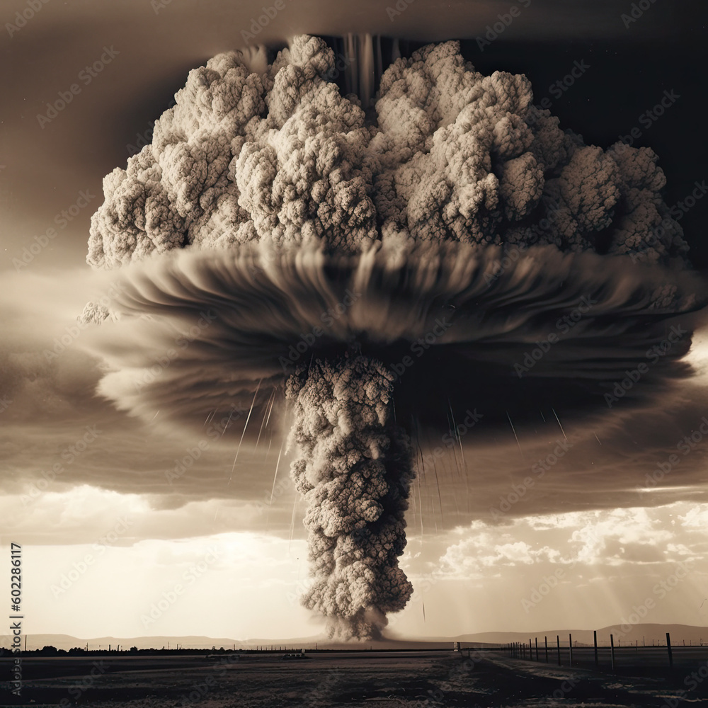 Illustration Powerful mushroom-shaped explosion in high resolution ...