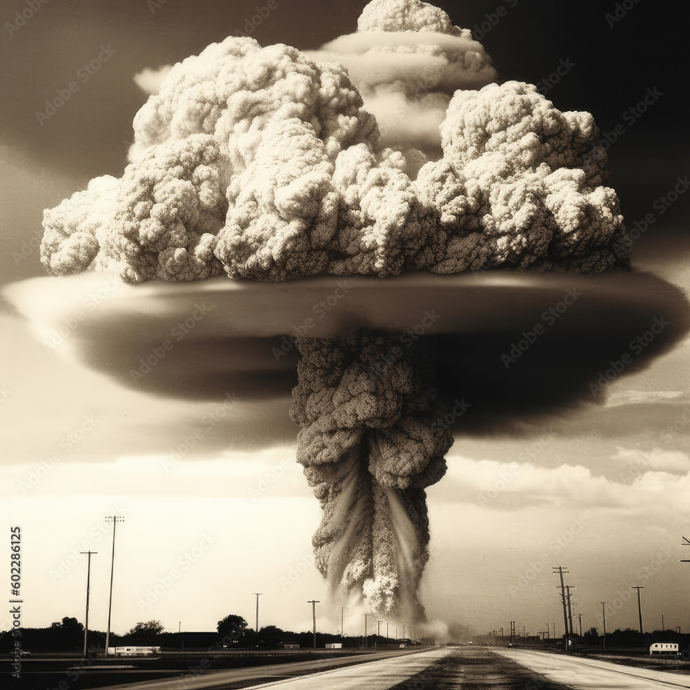 Illustration Powerful mushroom-shaped explosion in high resolution ...