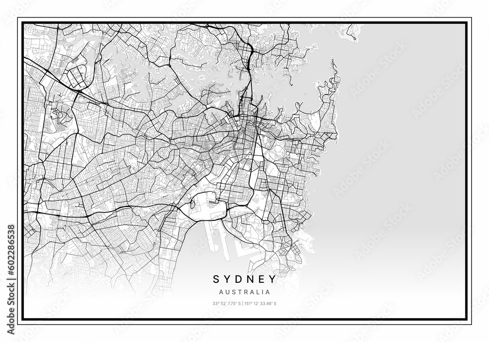 Sydney Map, Minimalist Map, Sydney Print, Sydney Poster, Sydney Art ...