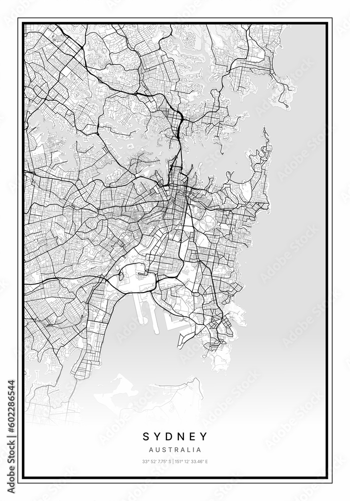Sydney Map, Minimalist Map, Sydney Print, Sydney Poster, Sydney Art ...