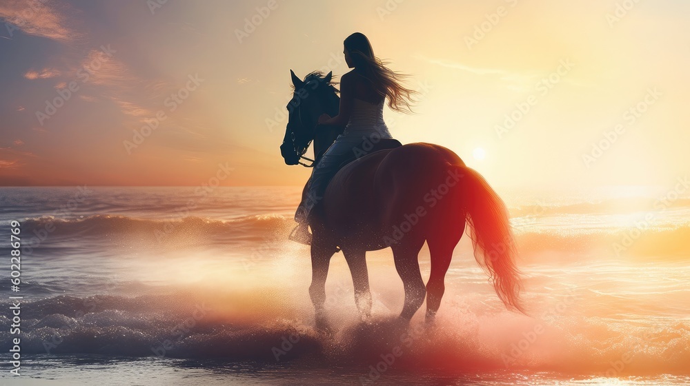 Horses Running On The Beach At Sunset