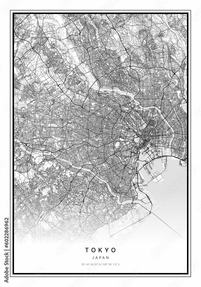 Tokyo Map, Minimalist Map, Tokyo Print, Tokyo Poster, Tokyo Art, Modern ...