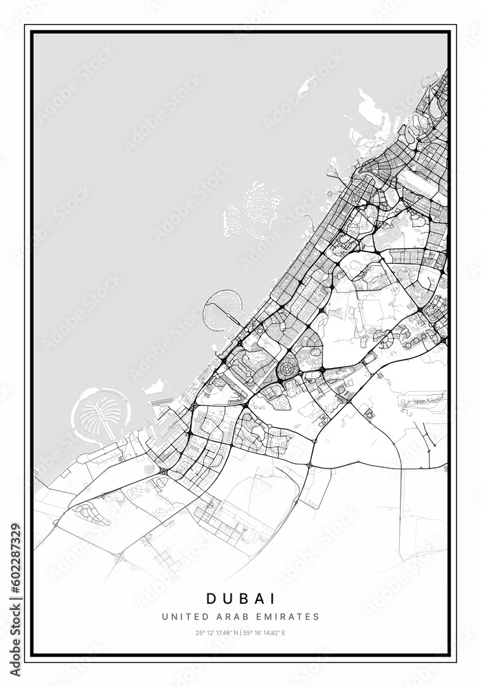 Dubai Map, Minimalist Map, Dubai Print, Dubai Poster, Dubai Art, Modern ...