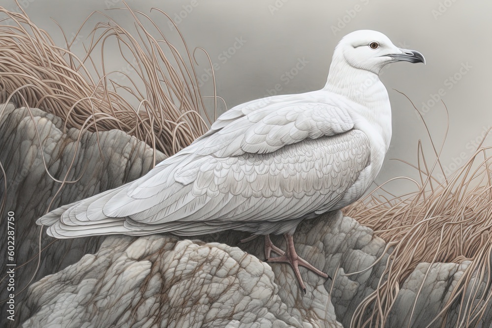Realistic and Lifelike Drawing of a Seagull with Intricate Details and ...