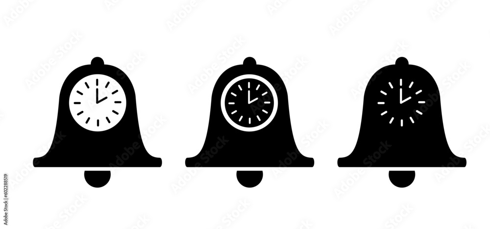 Cartoon bell, alarm clock sleep time. Face eye, sleep icon, night ...
