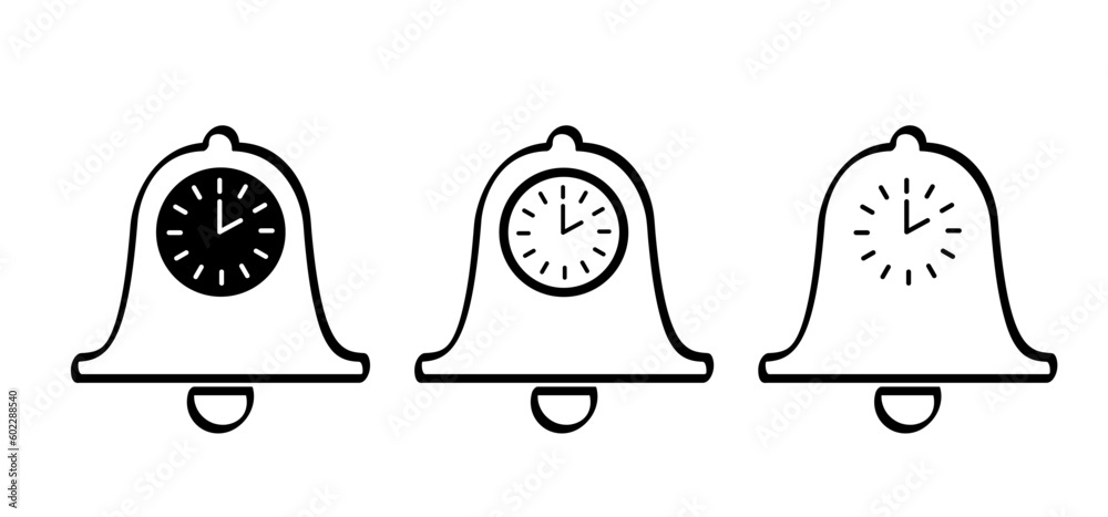 Cartoon bell, alarm clock sleep time. Face eye, sleep icon, night ...