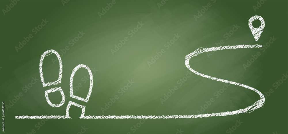 Footpath walking, trail route with shoe. Pin location logo. Pointer or ...