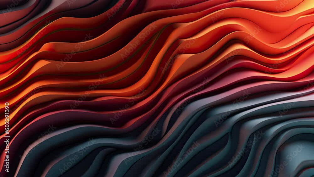 Abstract red liquid motion video background, layered forms, wave paper ...