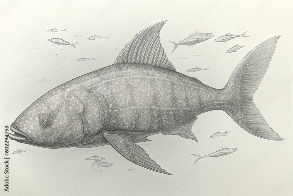 Realistic Drawing of a Sunfish: Intricately Detailed and Delicately ...