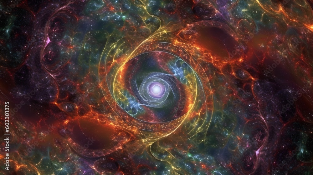 A fractal pattern that evokes the vastness and complexity of the universe. The design with a ...