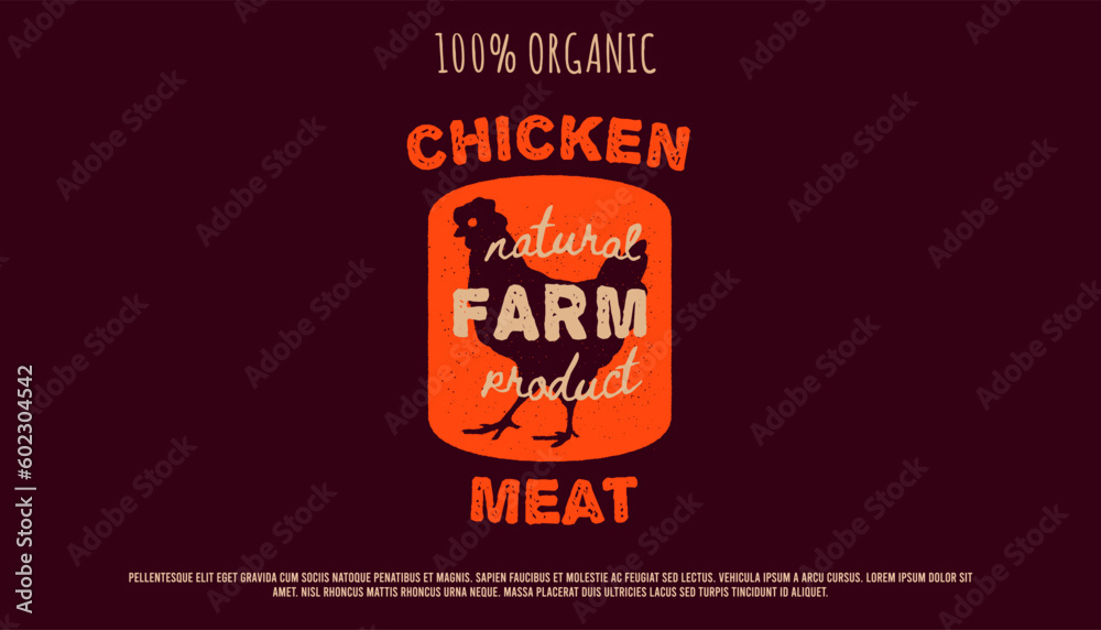 Chicken background. Poultry meat logo. Hen icon. Domestic animal stamp ...