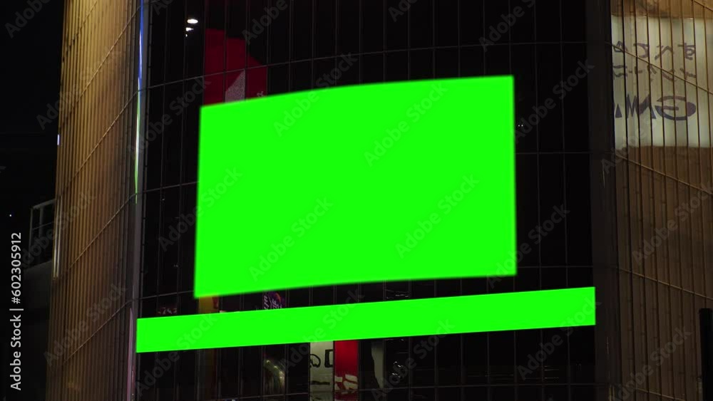 SHIBUYA, TOKYO, JAPAN : Green chroma key background screen at SHIBUYA ...