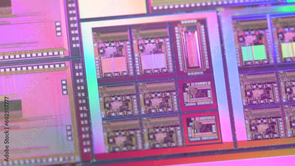 Silicon wafer with microchips after photolithography etching ...